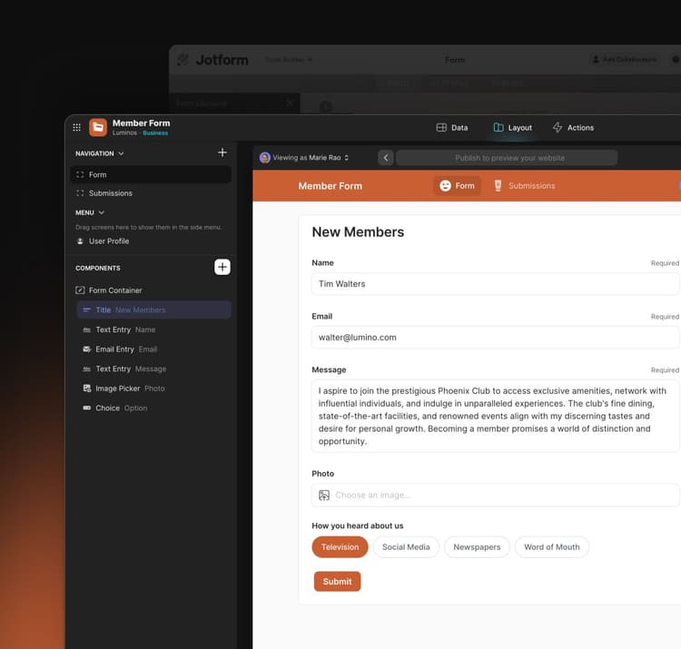 Glide vs. Jotform: Learn about the Jotform no code alternative