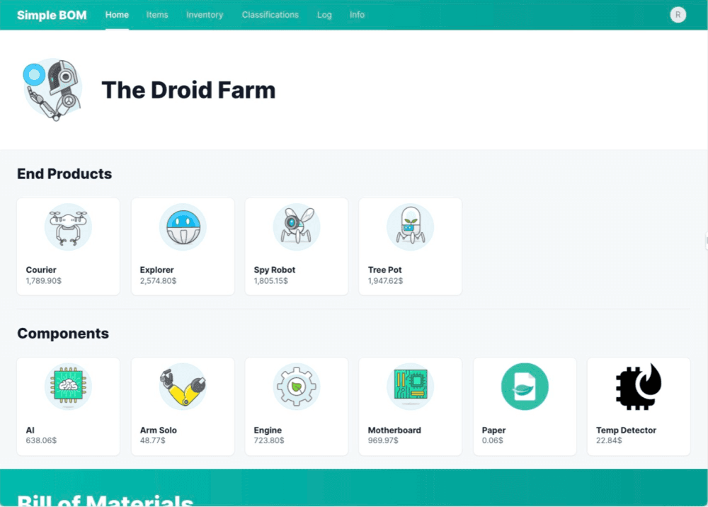 Simple BOM Template | No Code App | Glide